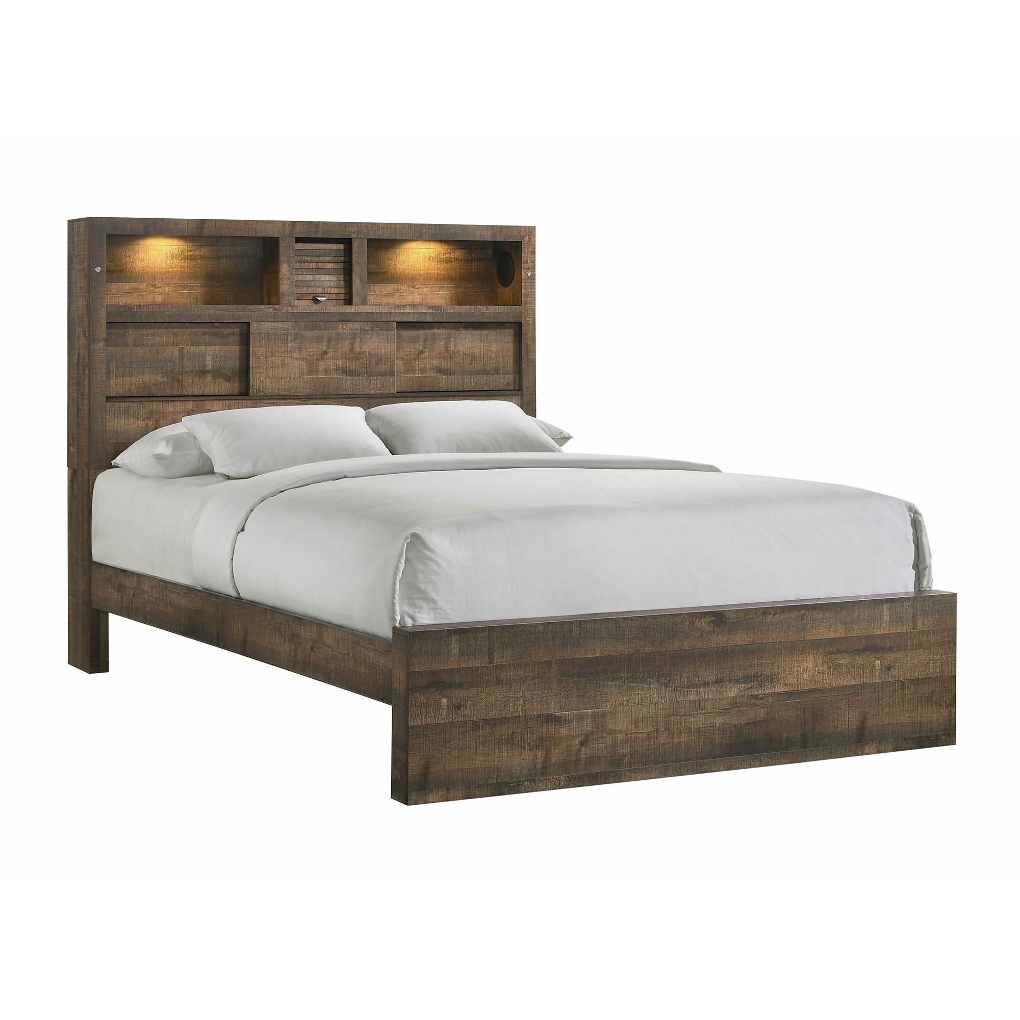 Elements International Bailey BY520FB Full Bookcase Bed with Bluetooth